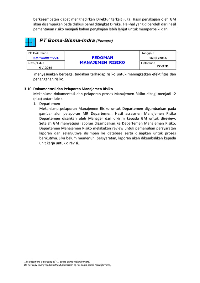 Pedoman manajemen risiko | PDF