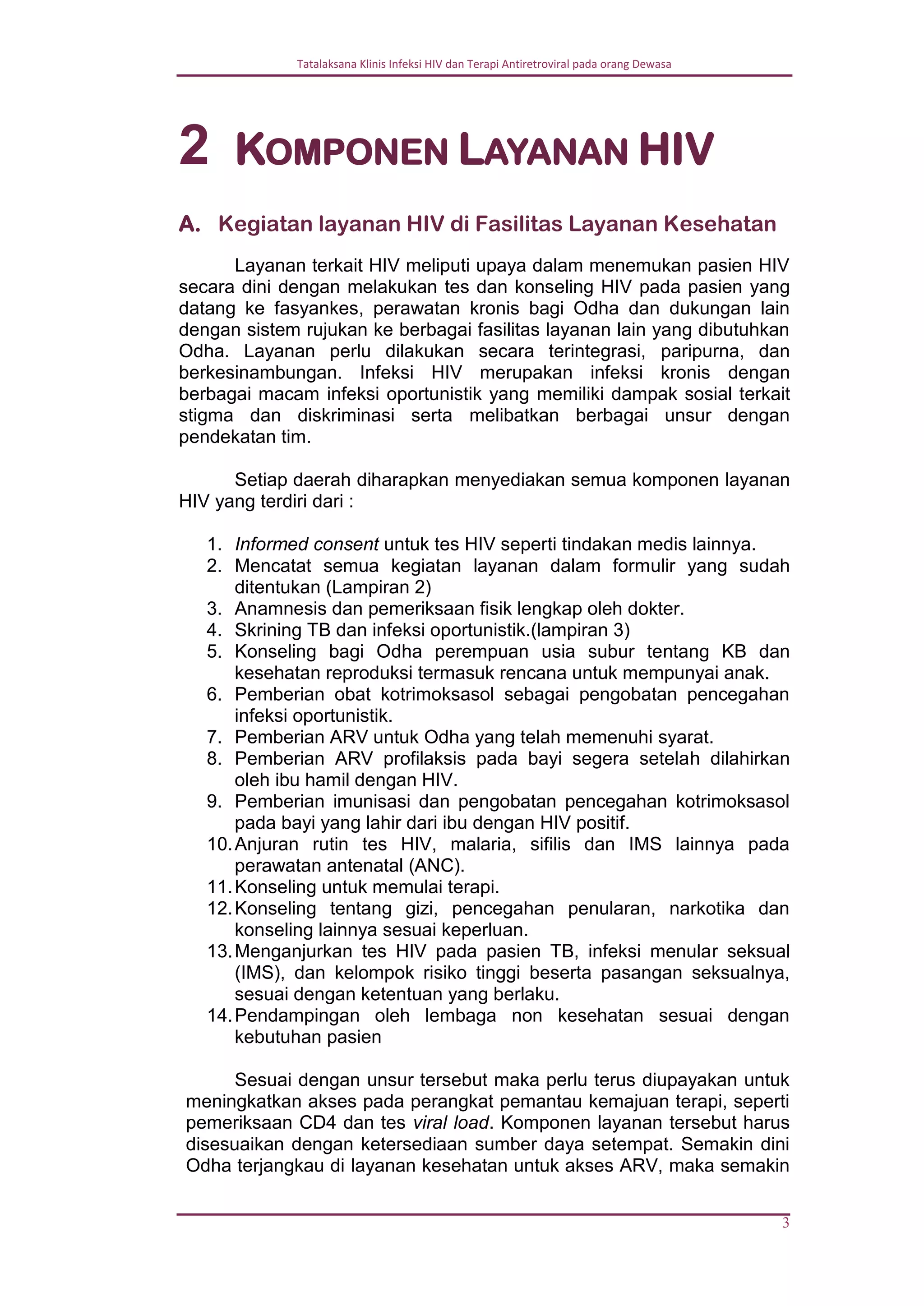 Tatalaksana Klinis Infeksi HIV dan Terapi Antiretroviral | PDF