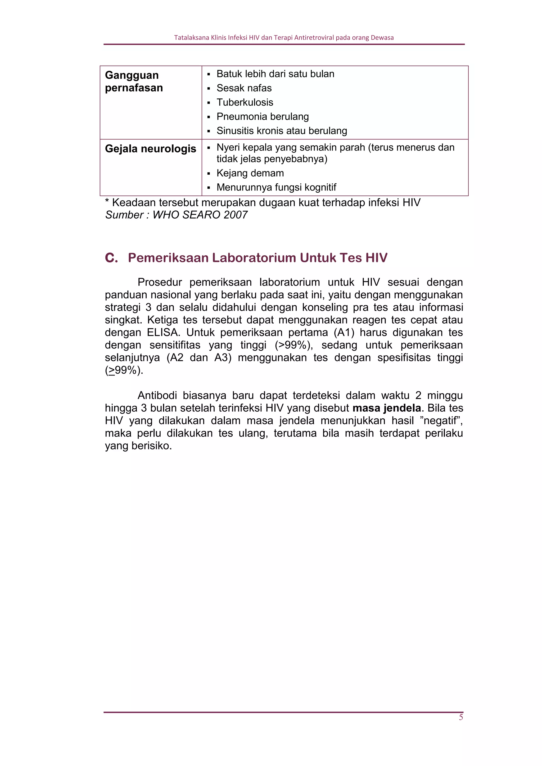 Tatalaksana Klinis Infeksi HIV dan Terapi Antiretroviral | PDF