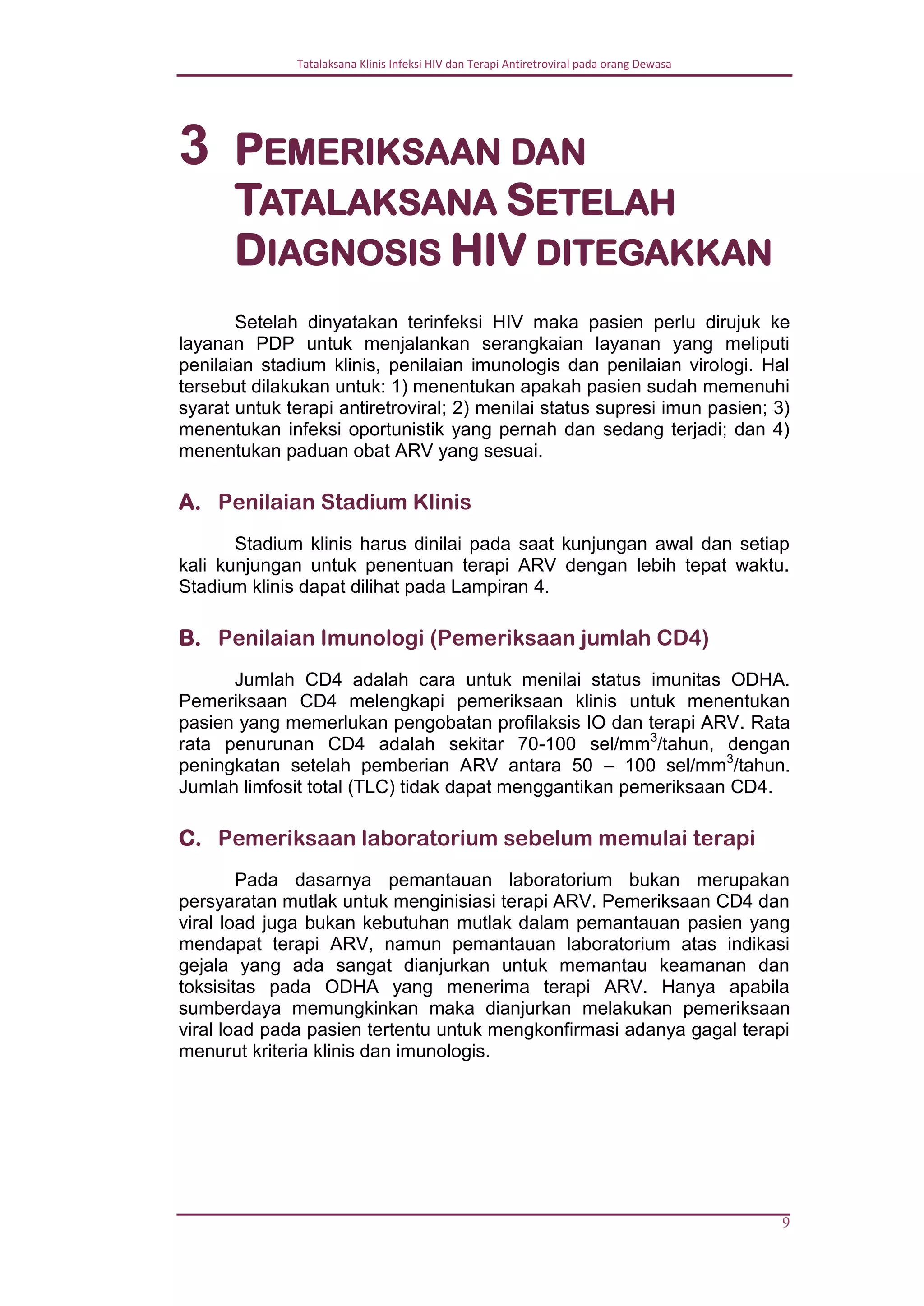 Tatalaksana Klinis Infeksi HIV dan Terapi Antiretroviral | PDF