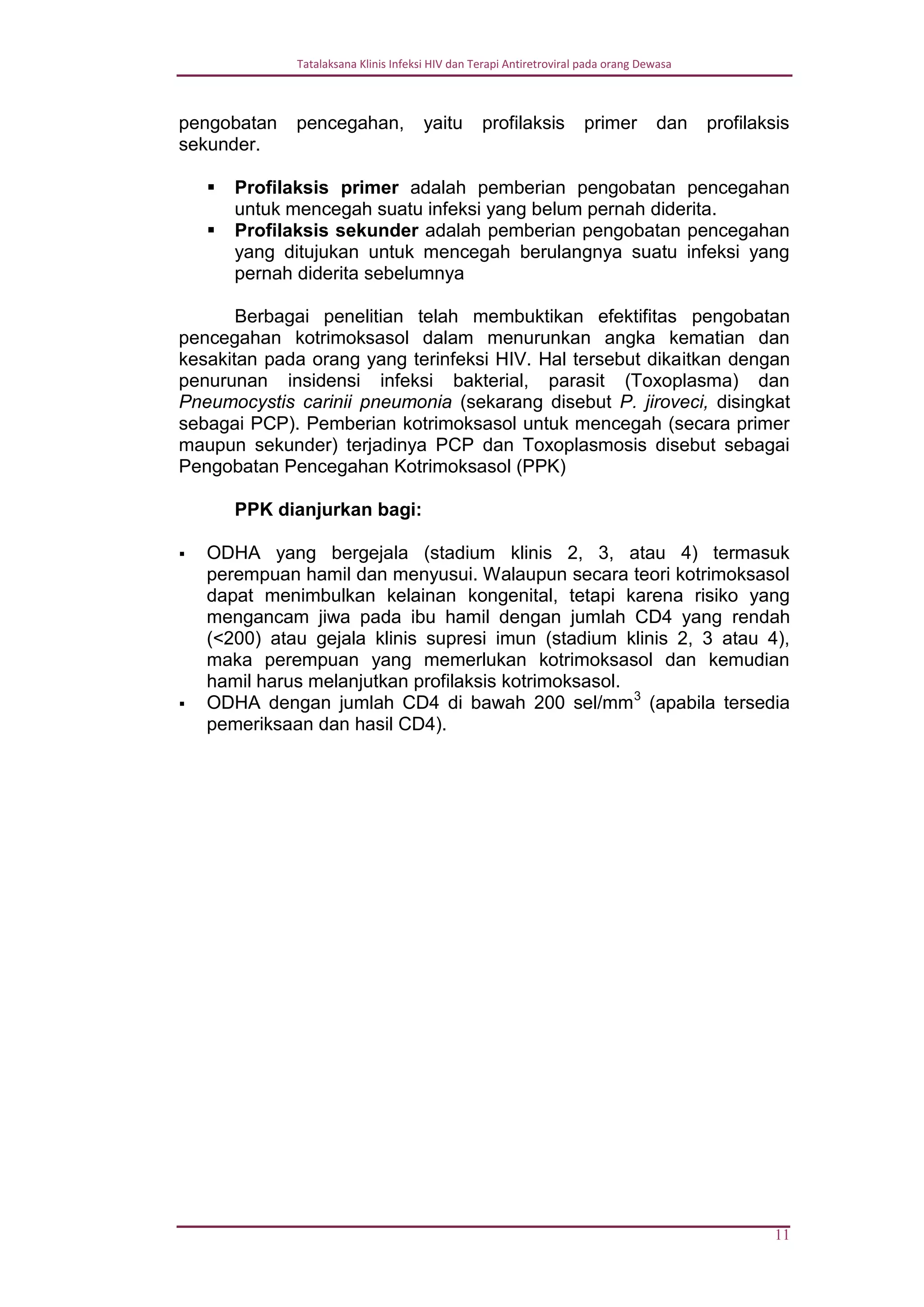 Tatalaksana Klinis Infeksi HIV dan Terapi Antiretroviral | PDF