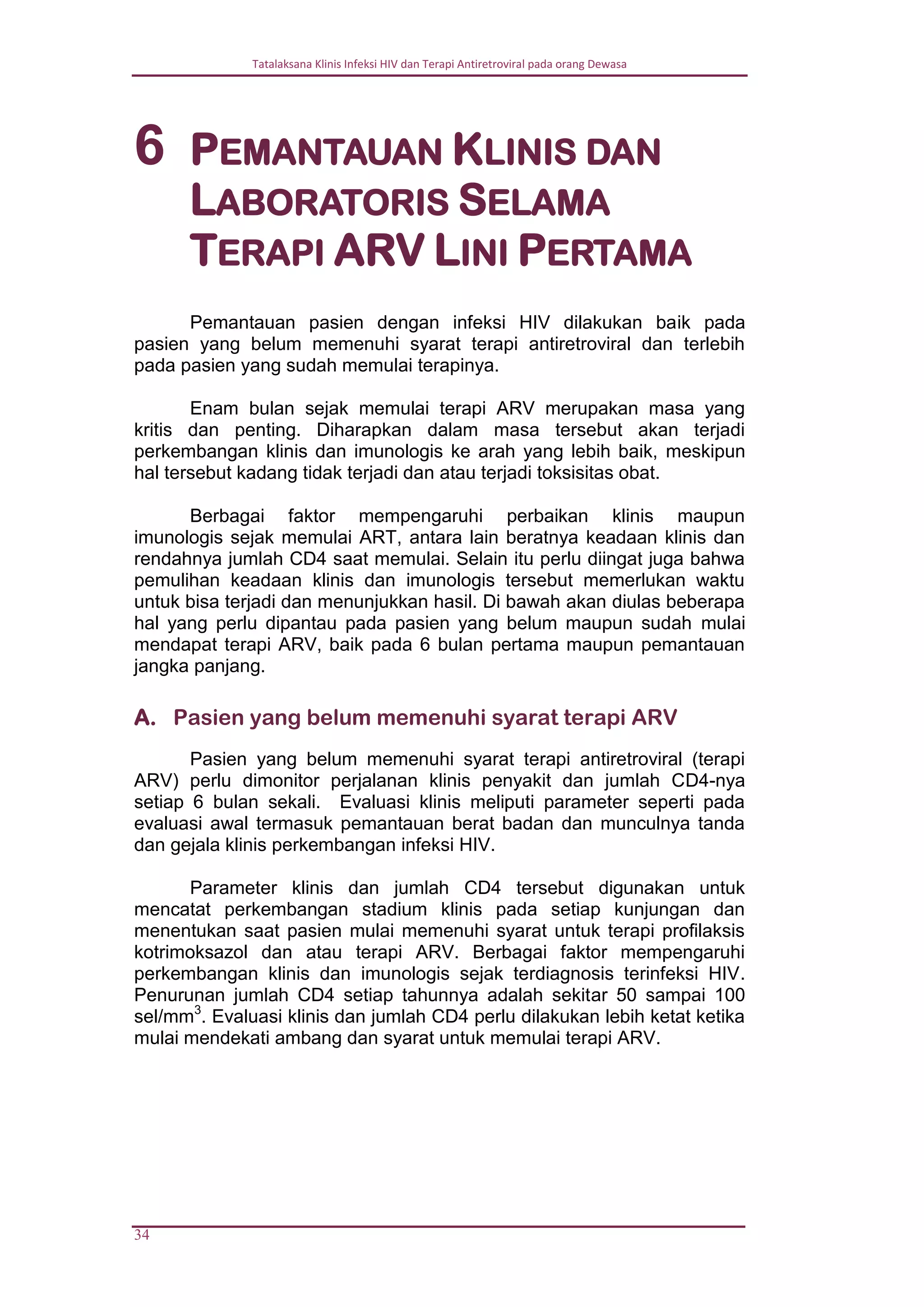 Tatalaksana Klinis Infeksi HIV dan Terapi Antiretroviral | PDF