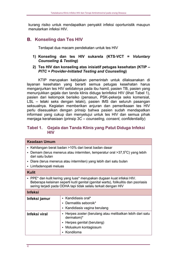 Tatalaksana Klinis Infeksi HIV dan Terapi Antiretroviral | PDF