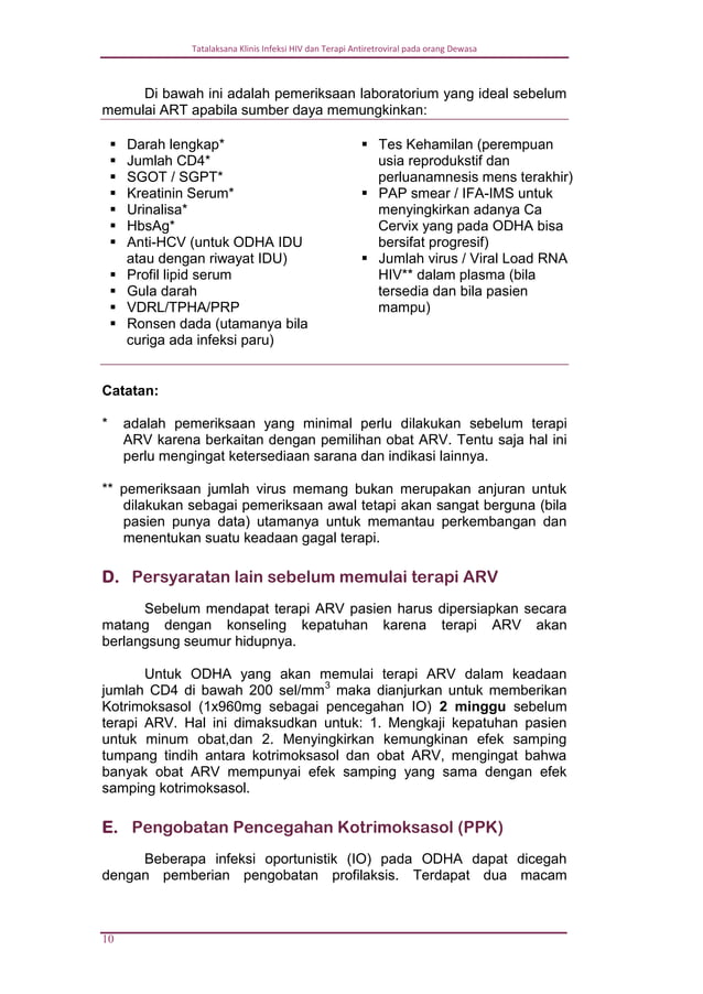 Tatalaksana Klinis Infeksi HIV dan Terapi Antiretroviral | PDF