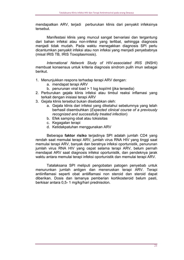 Tatalaksana Klinis Infeksi HIV dan Terapi Antiretroviral | PDF