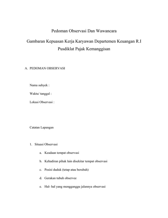 Pedoman observi | PDF