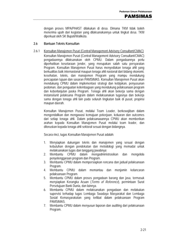 Pedoman PAMSIMAS | PDF