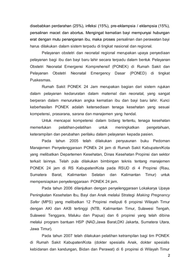 Pedoman pelayanan ponek rsia nuraida | DOCX