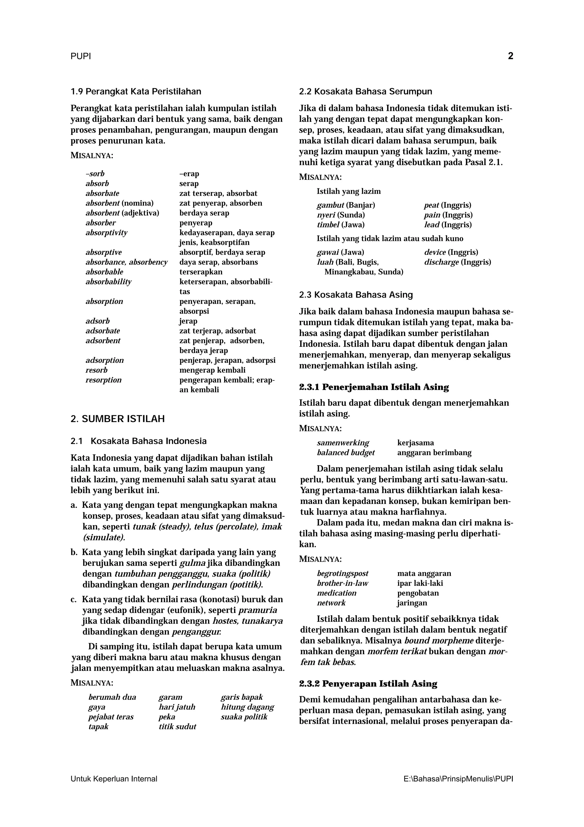 Pedoman Umum Pembentukan Istilah Bahasa Indonesia | PDF