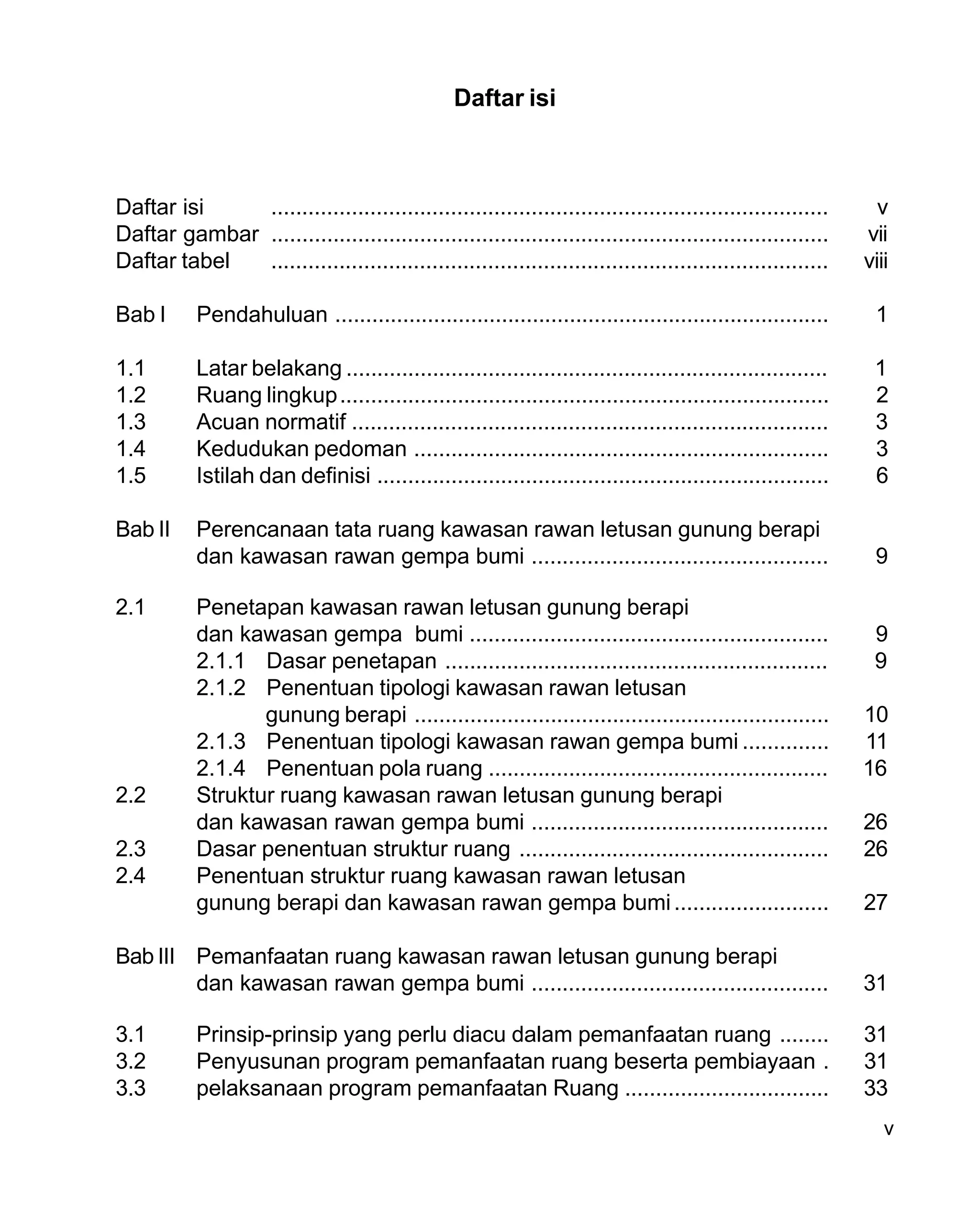 Pedoman penataan ruang kawasan rawan letusan gunung berapi dan kawasan rawan gempa bumi | PDF