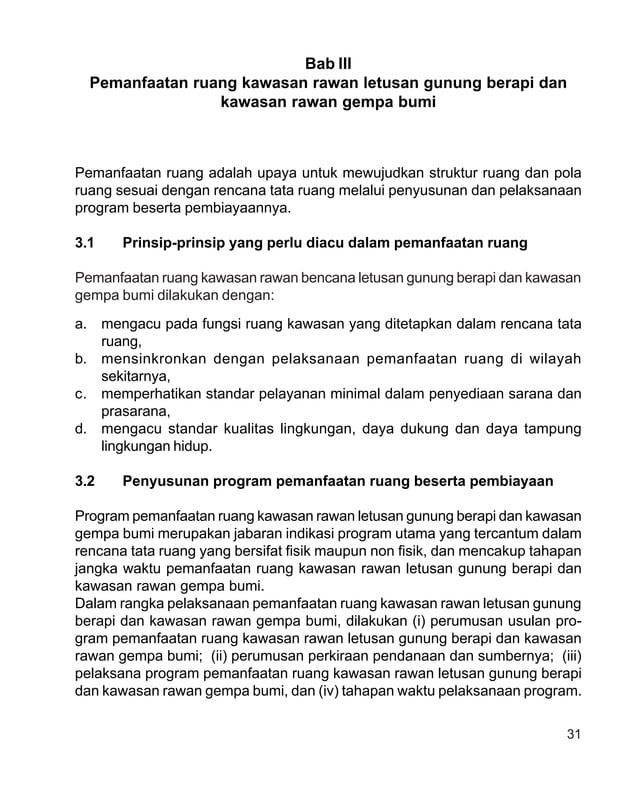Pedoman penataan ruang kawasan rawan letusan gunung berapi dan kawasan rawan gempa bumi | PDF