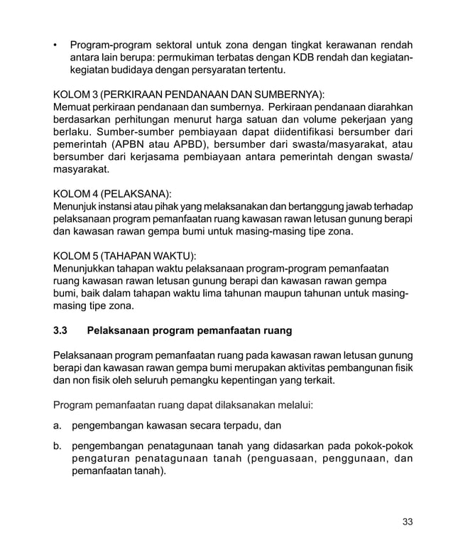 Pedoman penataan ruang kawasan rawan letusan gunung berapi dan kawasan rawan gempa bumi | PDF