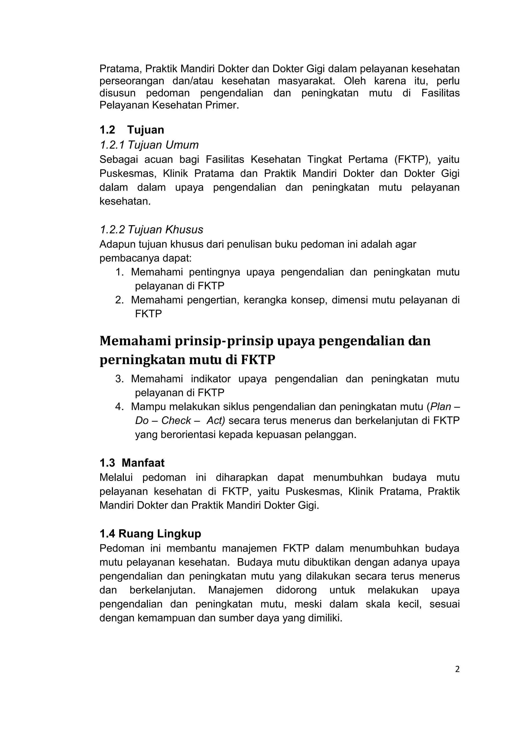 Pedoman pengendalian dan peningkatan mutu di fktp | PDF