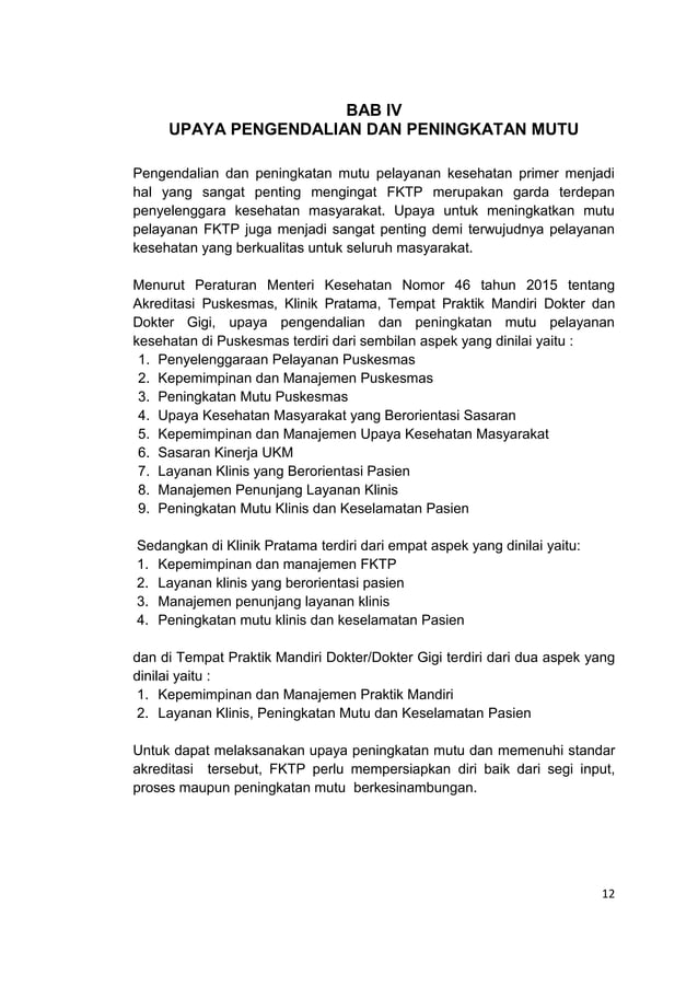 Pedoman pengendalian dan peningkatan mutu di fktp | PDF