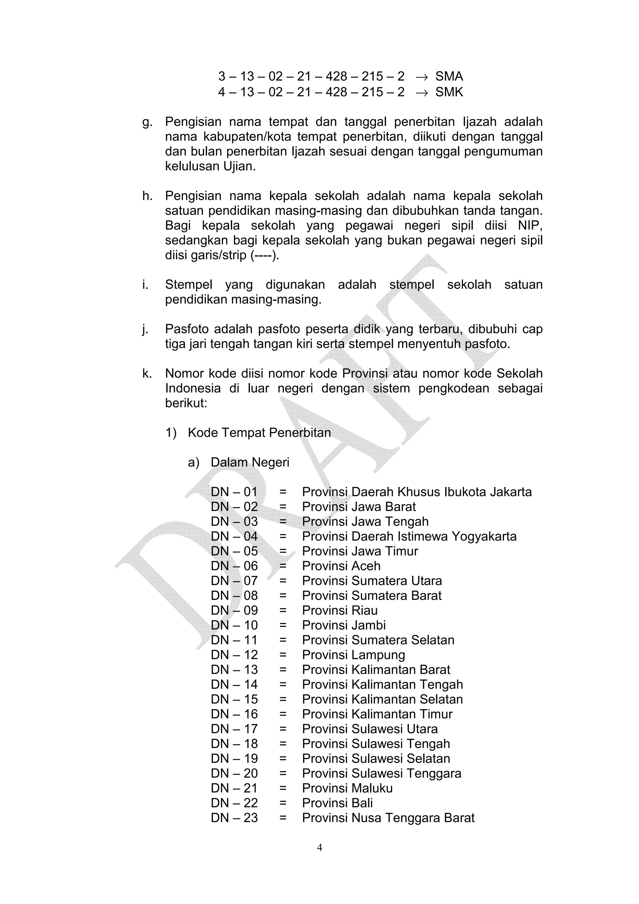 Draft Pedoman pengisian blangko ijazah 2013 | PDF