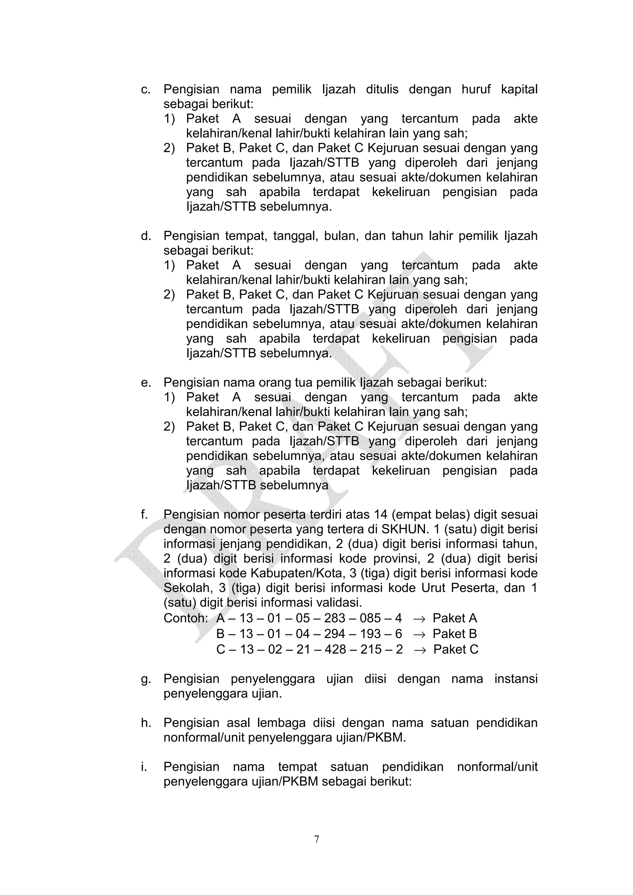 Draft Pedoman pengisian blangko ijazah 2013 | PDF