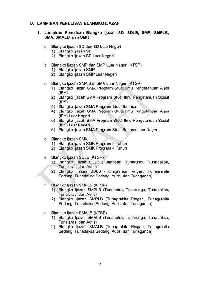 Draft Pedoman pengisian blangko ijazah 2013 | PDF
