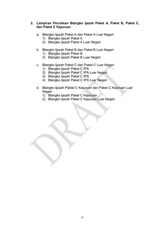 Draft Pedoman pengisian blangko ijazah 2013 | PDF