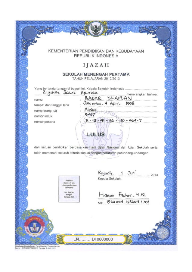 Pedoman pengisian blangko ijazah 2013 | PDF