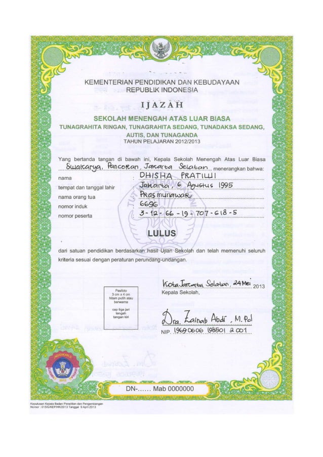 Pedoman pengisian blangko ijazah 2013 | PDF