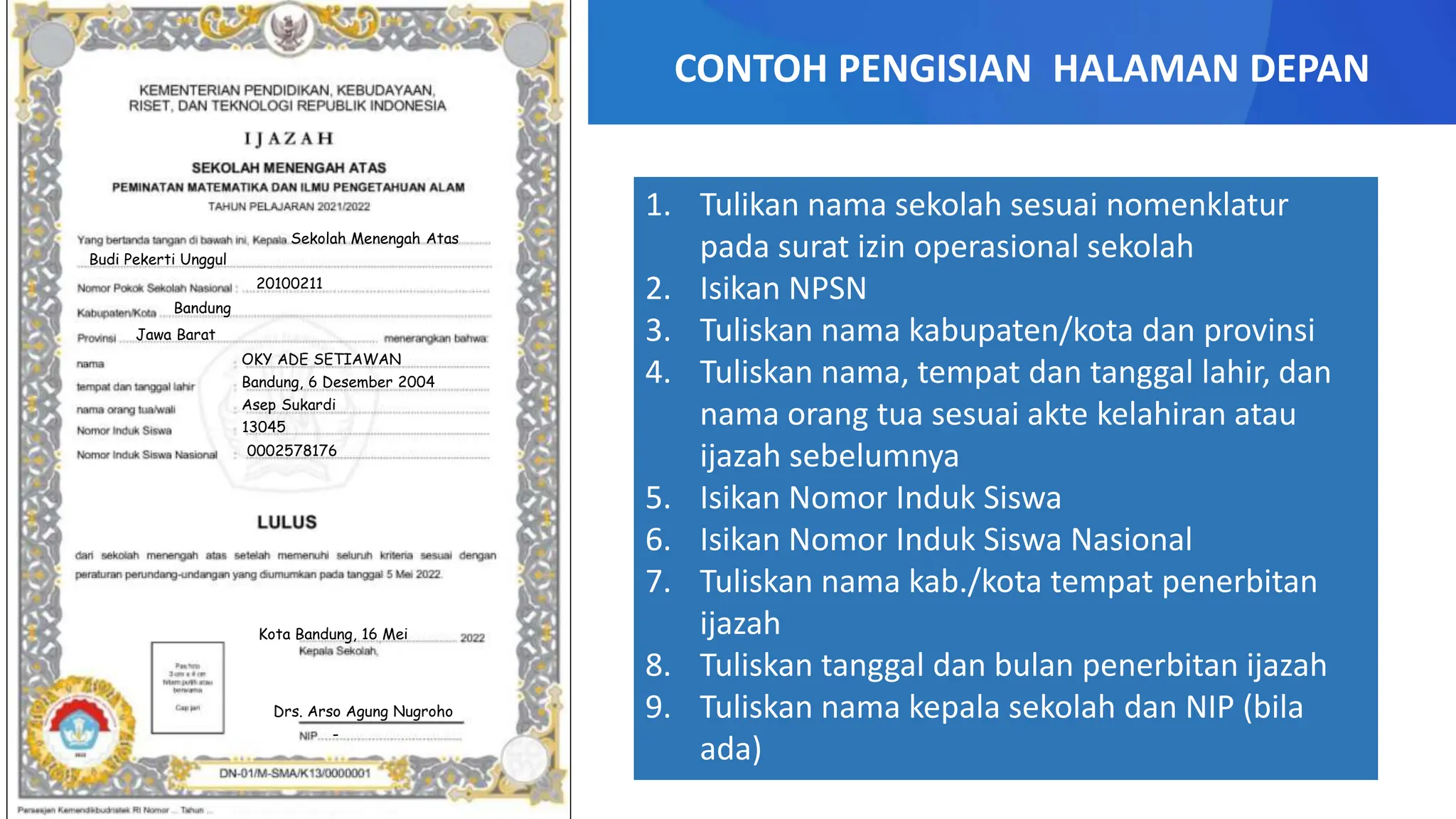 Pedoman Pengisian Ijazah Sekolah Menengah Atas 2022.pptx