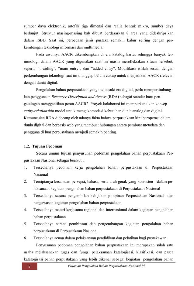 Pedoman pengolahan Bahan Pustaka PNRI 2013 | PDF