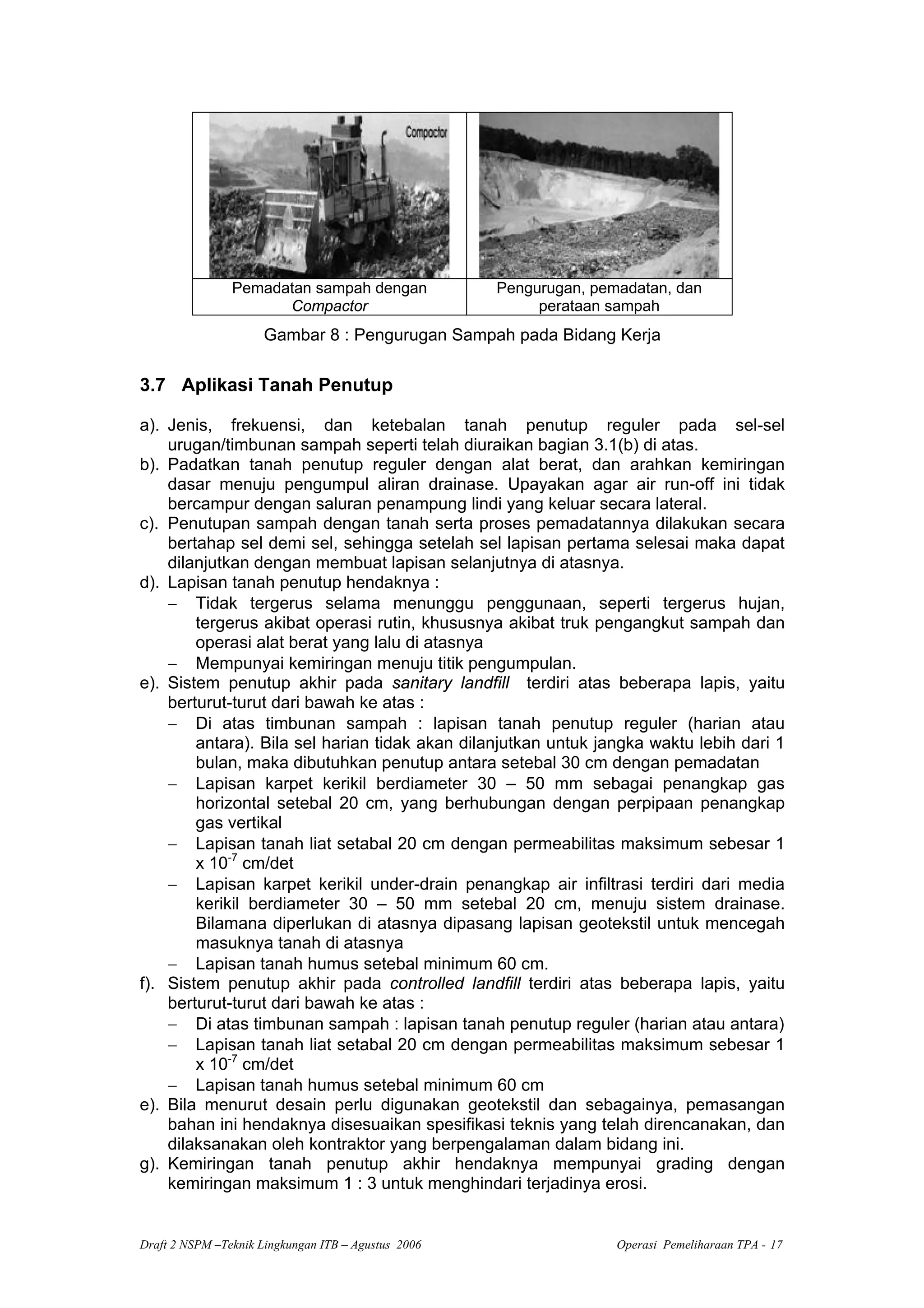Pedoman pengoperasian & pemeliharaan tpa sistem controlled landfill ...