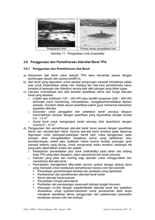 Pedoman pengoperasian & pemeliharaan tpa sistem controlled landfill ...