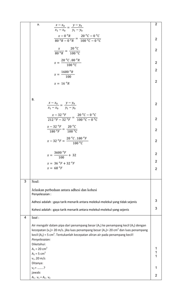 Pedoman penskoran uas xi fisika | PDF