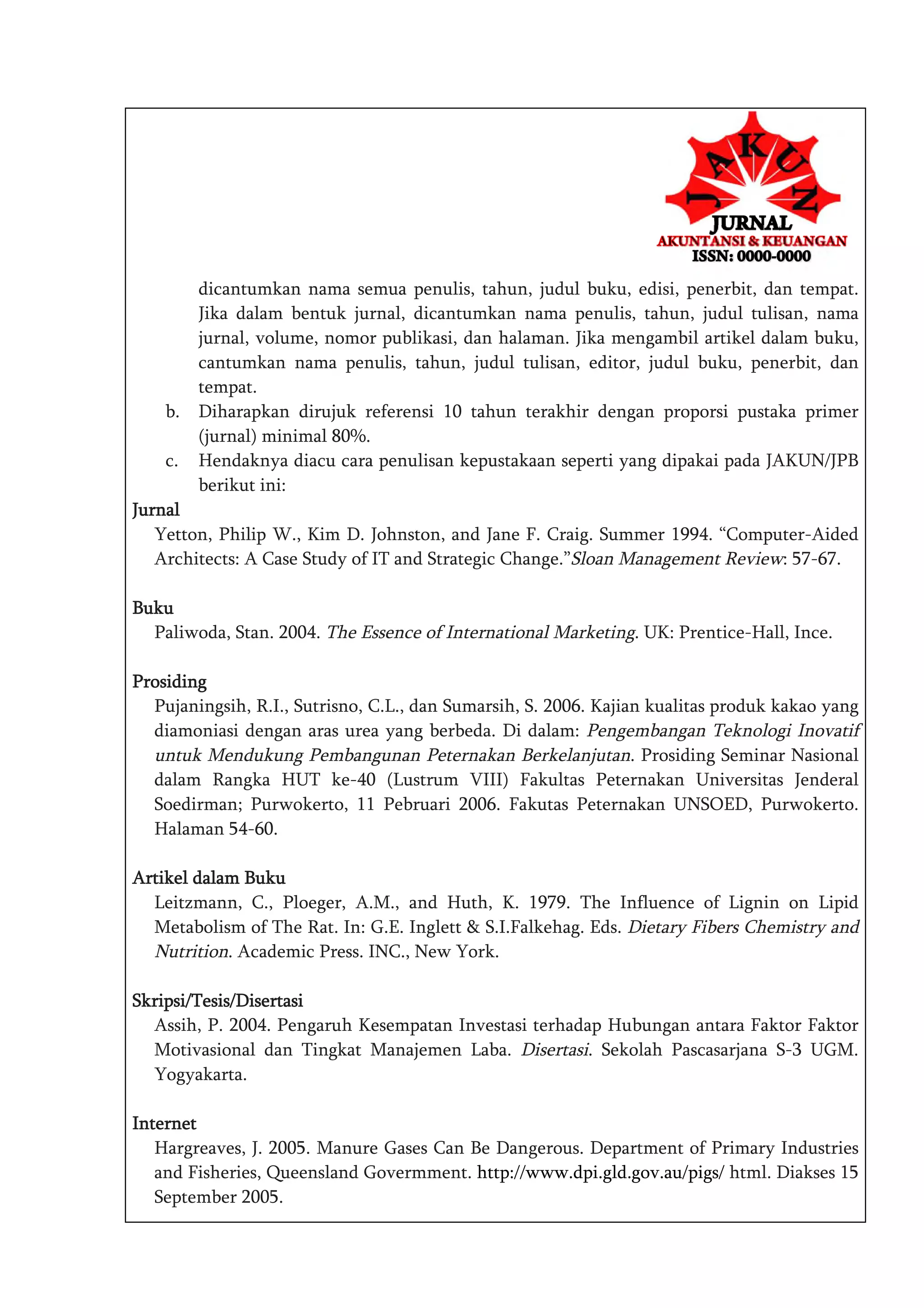 Pedoman penulisan jurnal JAKUN | PDF