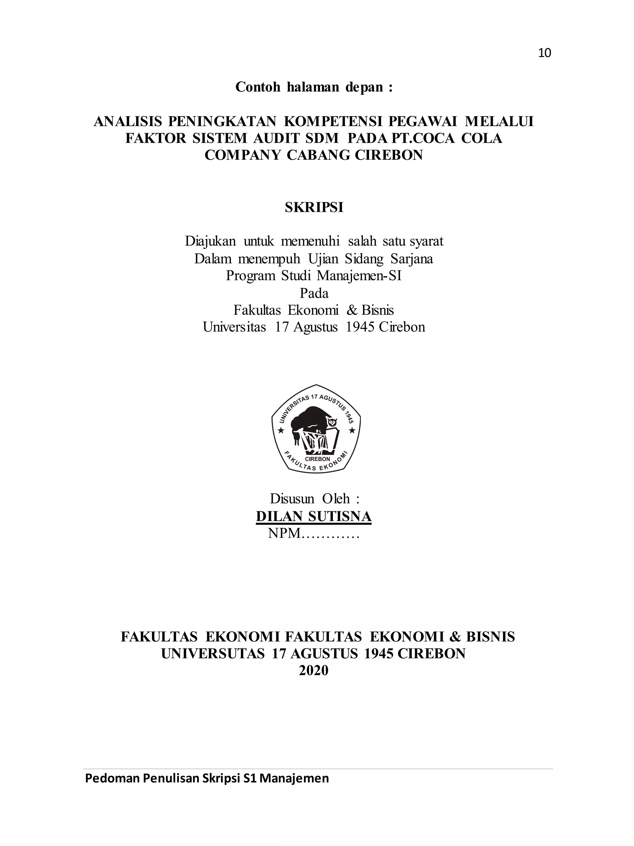 Pedoman penulisan skripsi Manajemen S1 | PDF