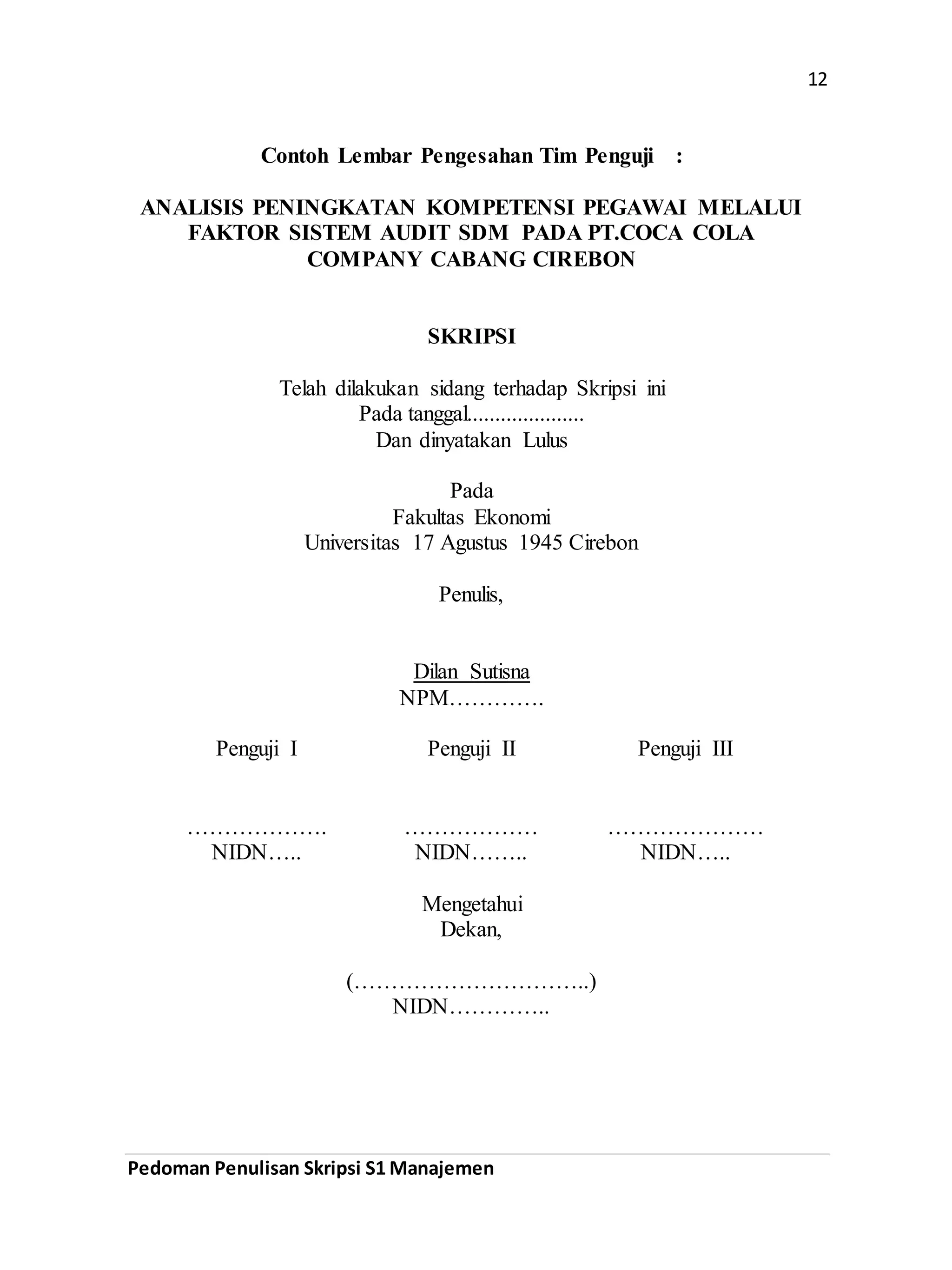 Pedoman penulisan skripsi Manajemen S1 | PDF