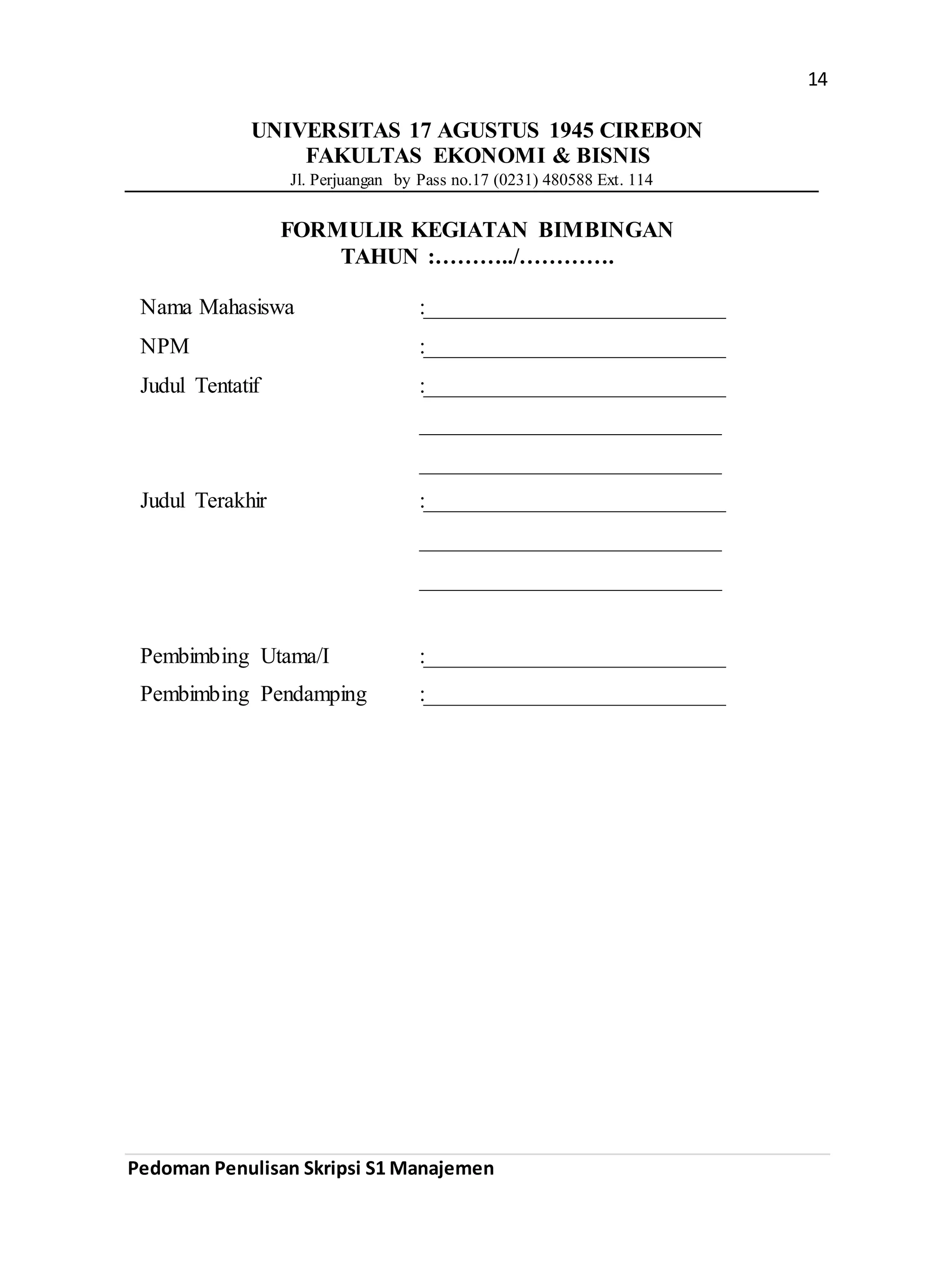 Pedoman penulisan skripsi Manajemen S1 | PDF