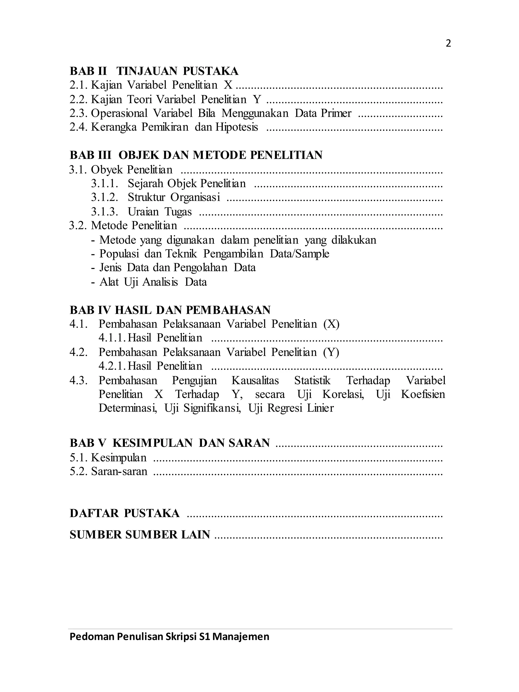 Pedoman penulisan skripsi Manajemen S1 | PDF