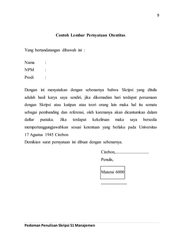 Pedoman penulisan skripsi Manajemen S1 | PDF