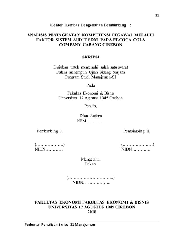 Pedoman penulisan skripsi Manajemen S1 | PDF
