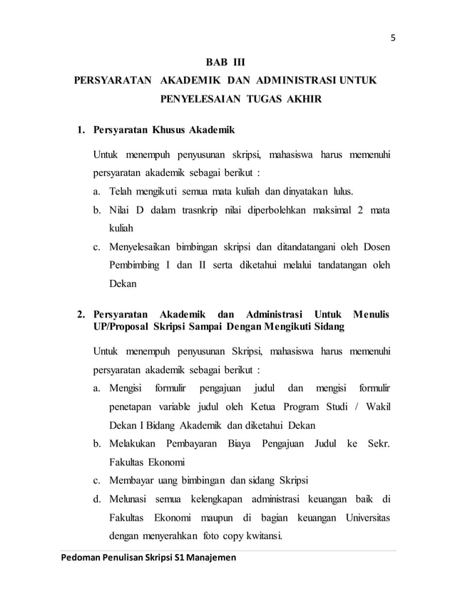 Pedoman penulisan skripsi Manajemen S1 | PDF