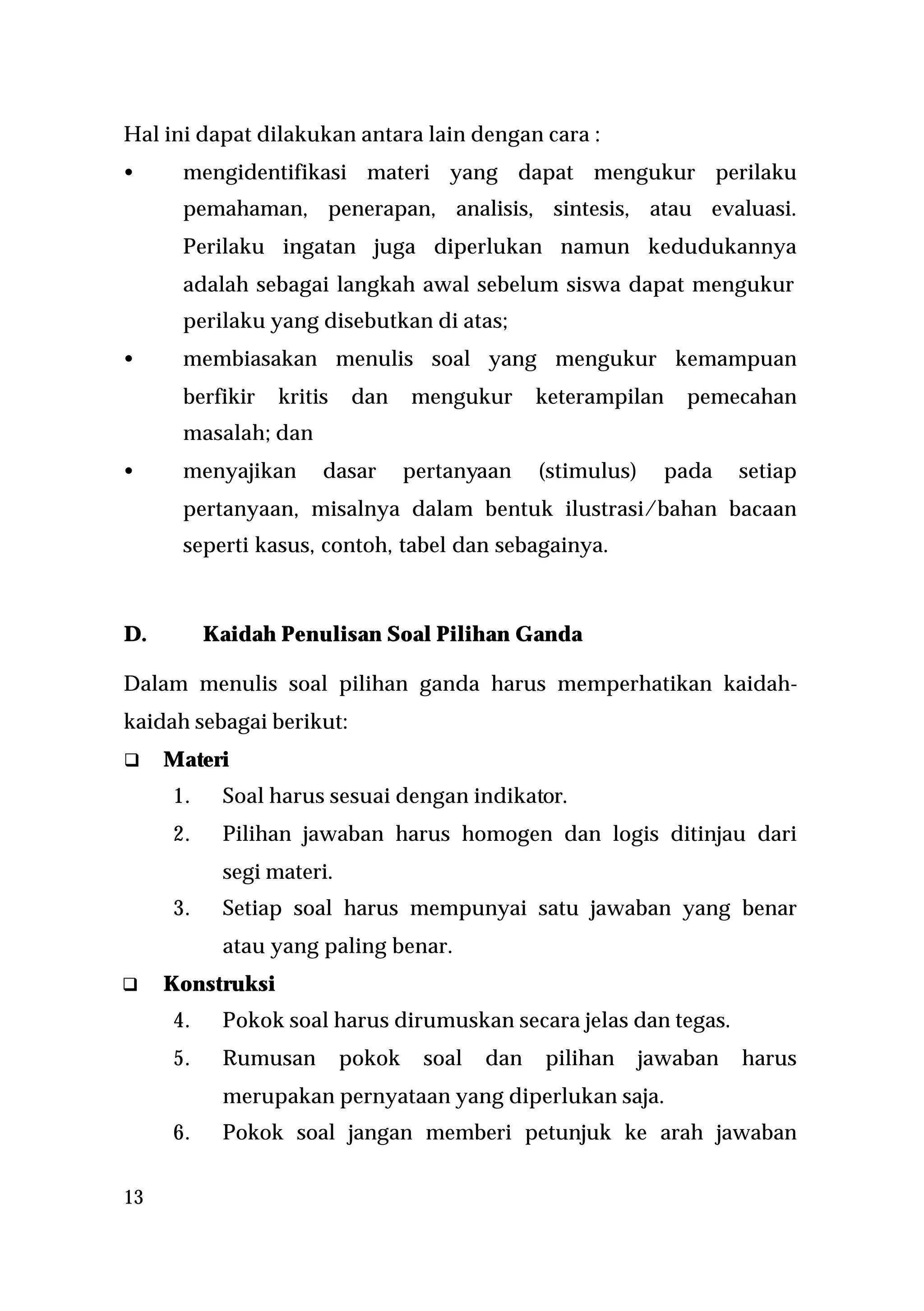 Pedoman Penulisan Soal Pilihan Ganda | PDF