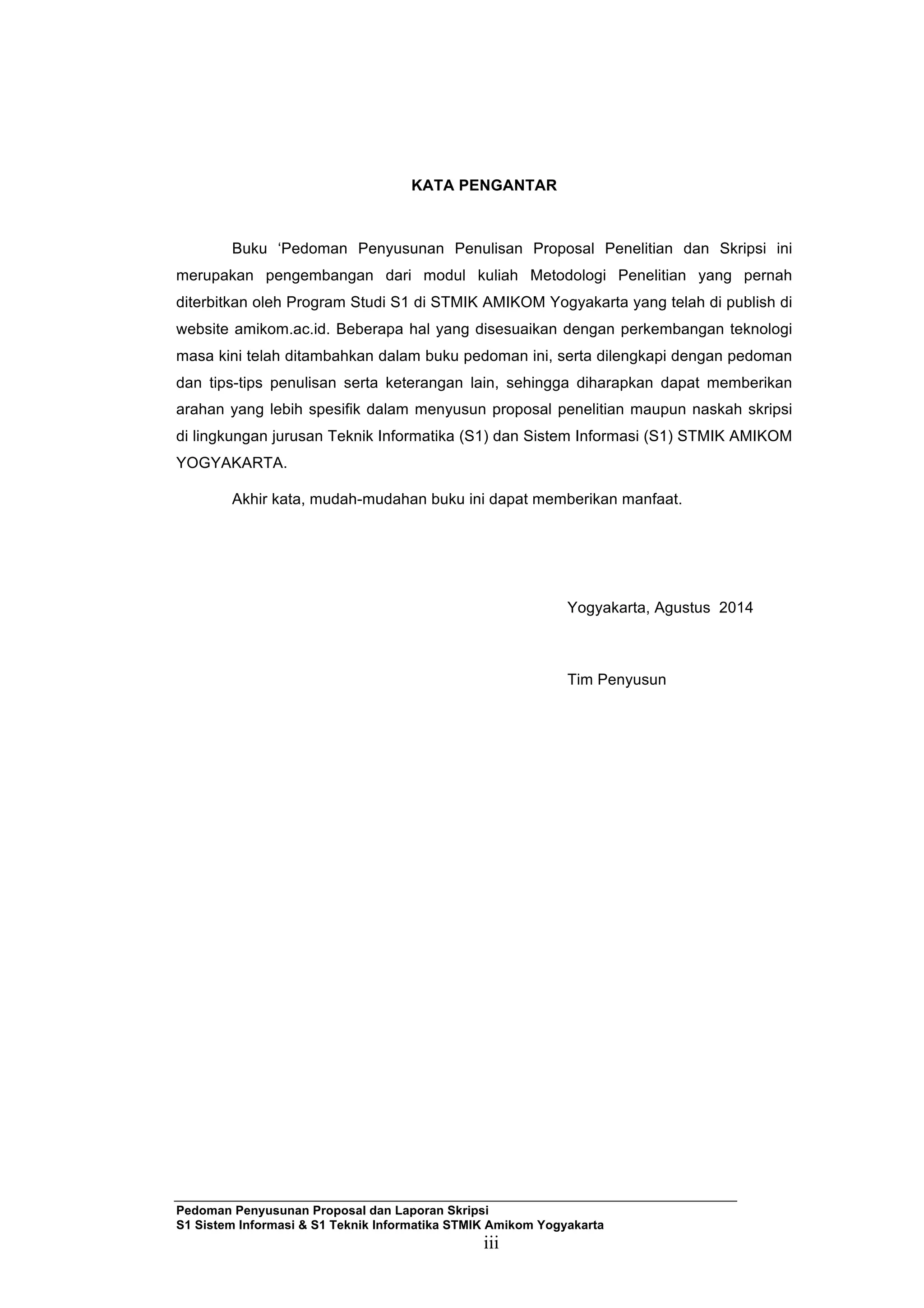 Pedoman penyusunan penulisan proposal penelitian dan skripsi | PDF