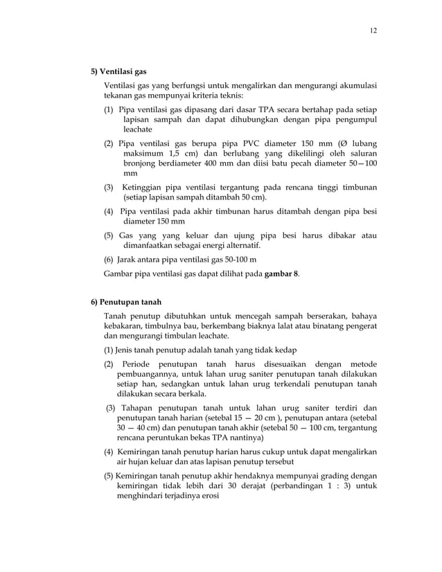 Pedoman perencanaan tpa ( metode sanitary landfill) | PDF
