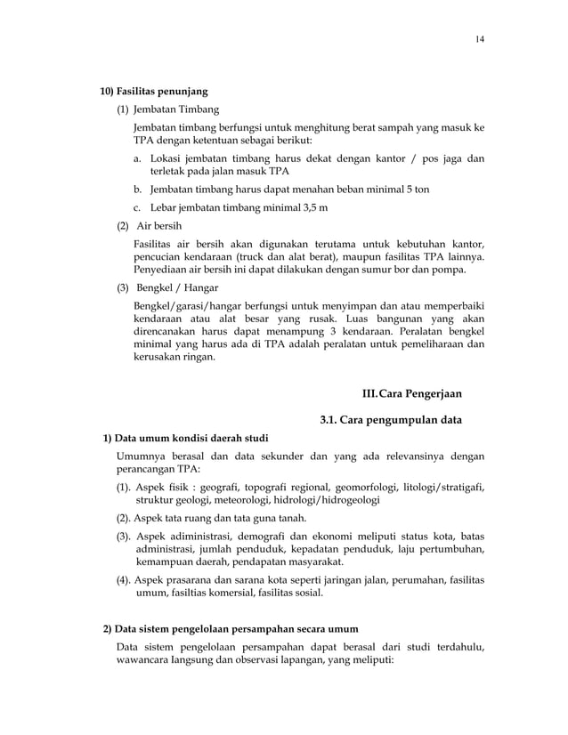 Pedoman perencanaan tpa ( metode sanitary landfill) | PDF