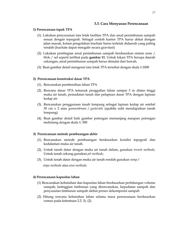 Pedoman perencanaan tpa ( metode sanitary landfill) | PDF