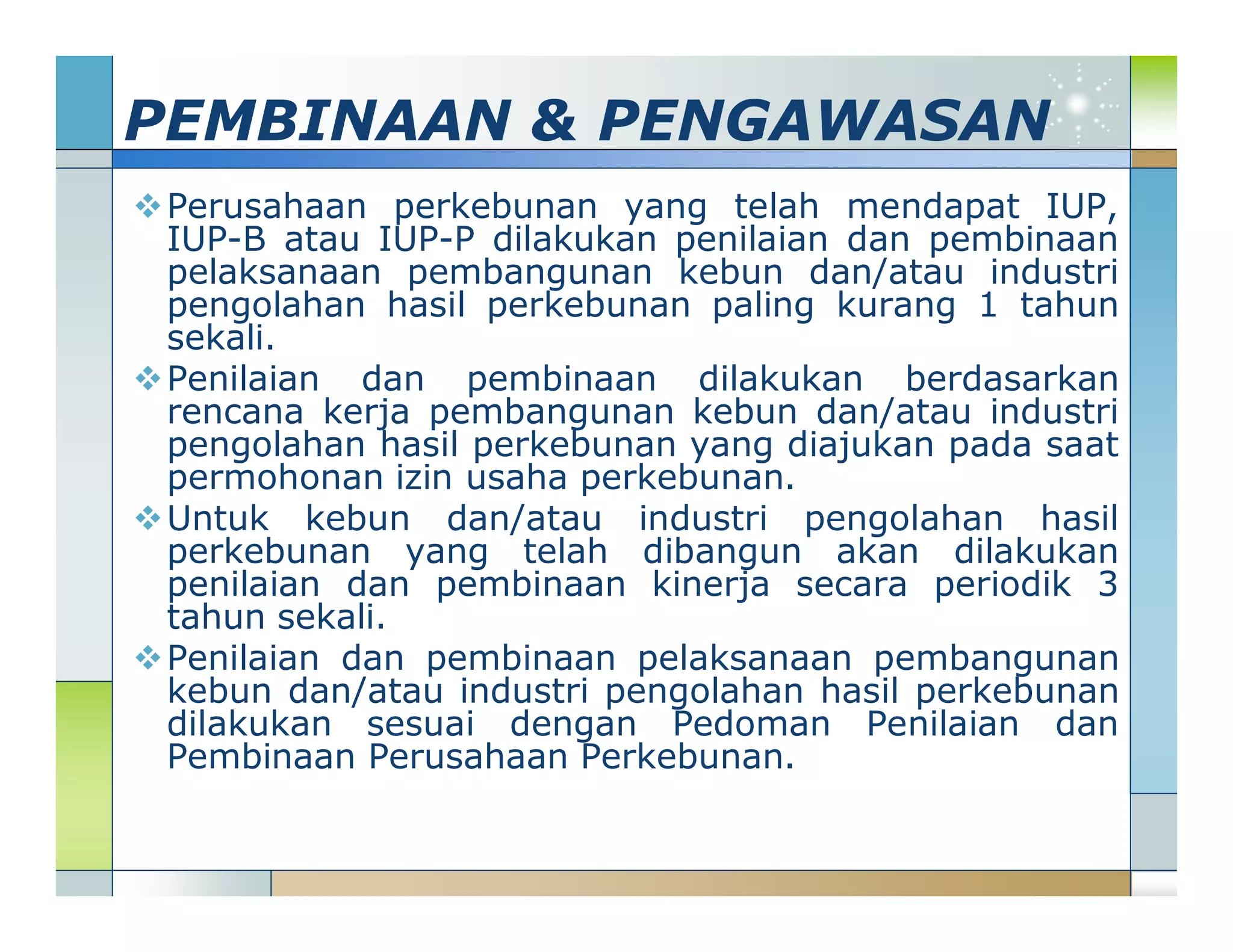 Pedoman perizinan usaha perkebunan permen no 26 thn 2007 | PDF