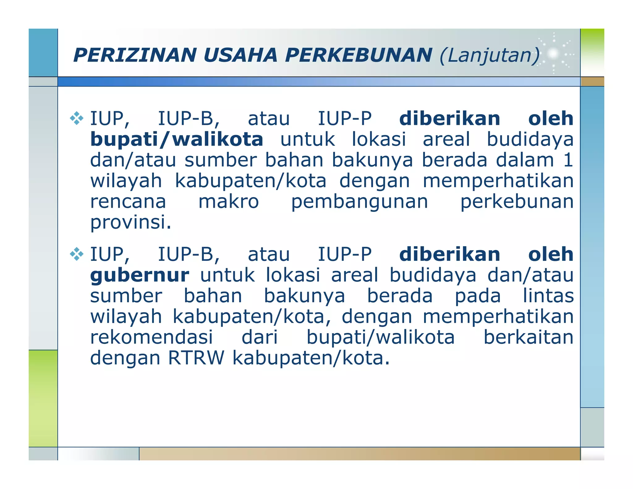 Pedoman perizinan usaha perkebunan permen no 26 thn 2007 | PDF