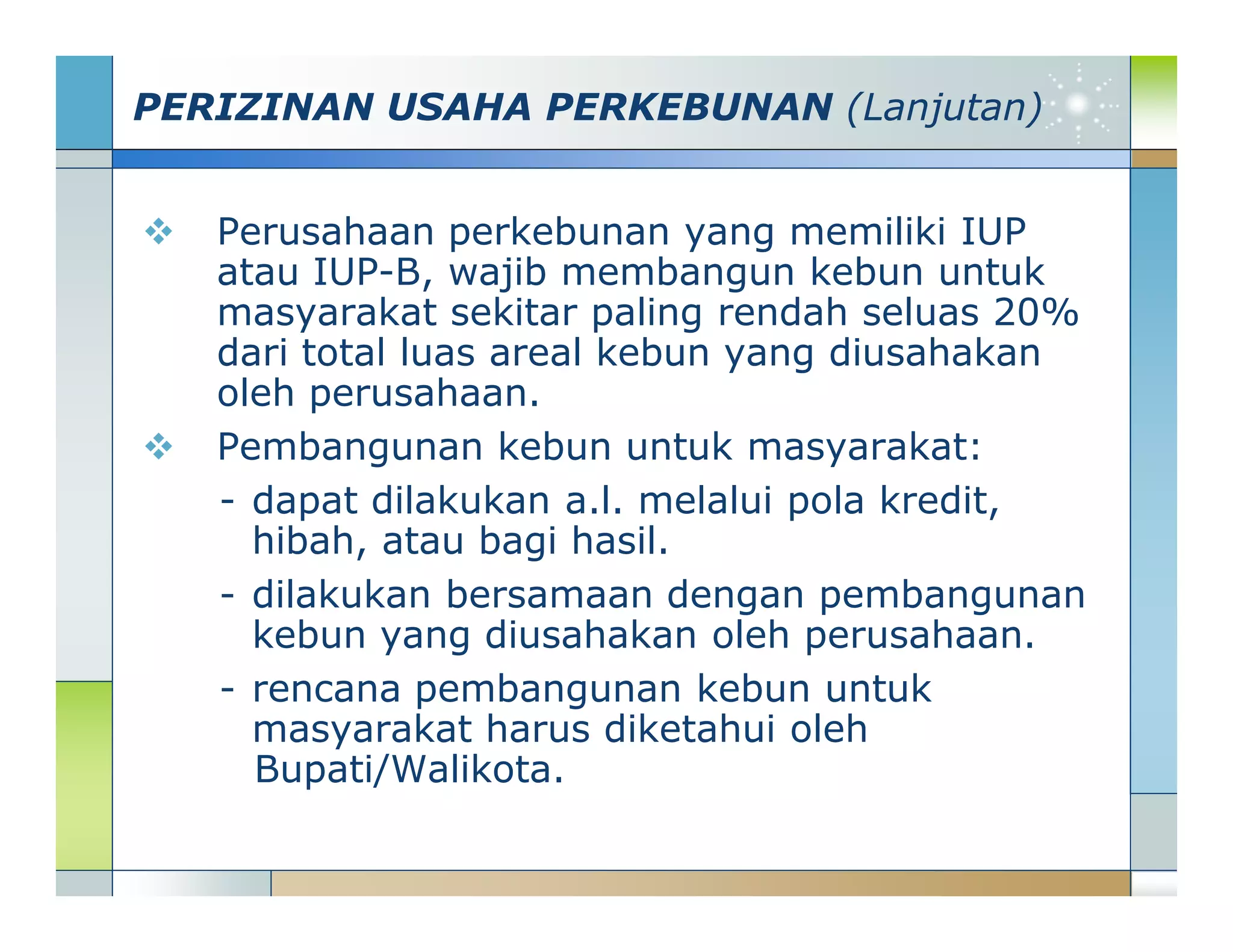 Pedoman perizinan usaha perkebunan permen no 26 thn 2007 | PDF
