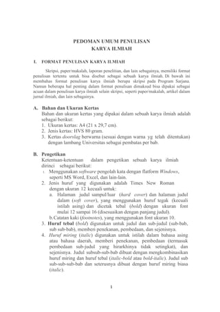 Pedoman Penulisan Karya Ilmiah | PDF