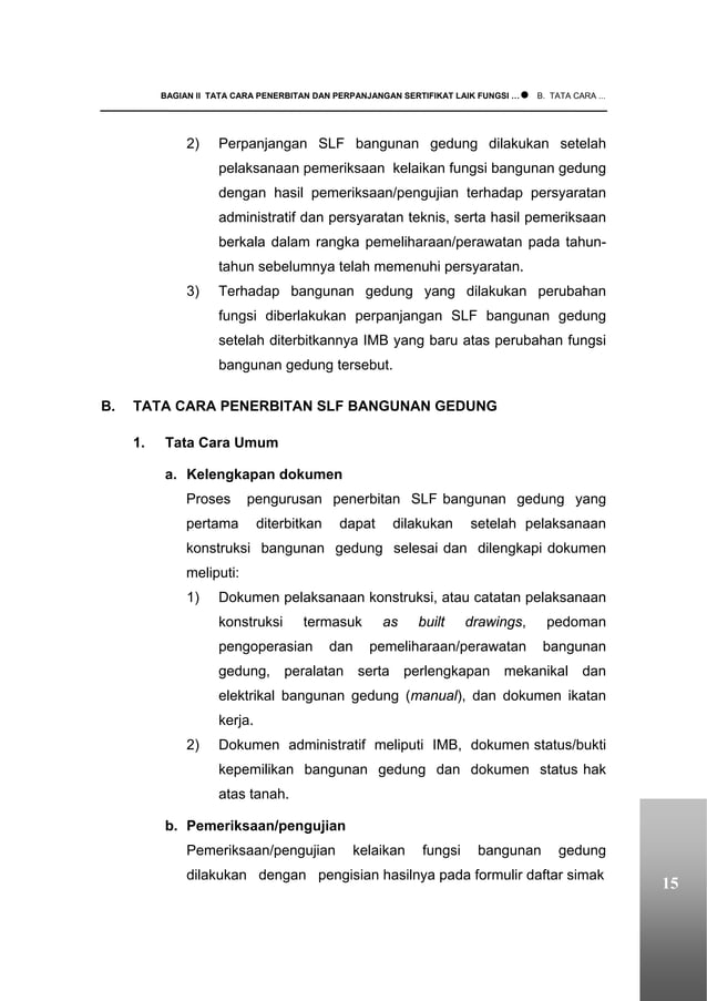 PEDOMAN SERTIFIKAT LAIK FUNGSI BANGUNAN GEDUNG | PDF