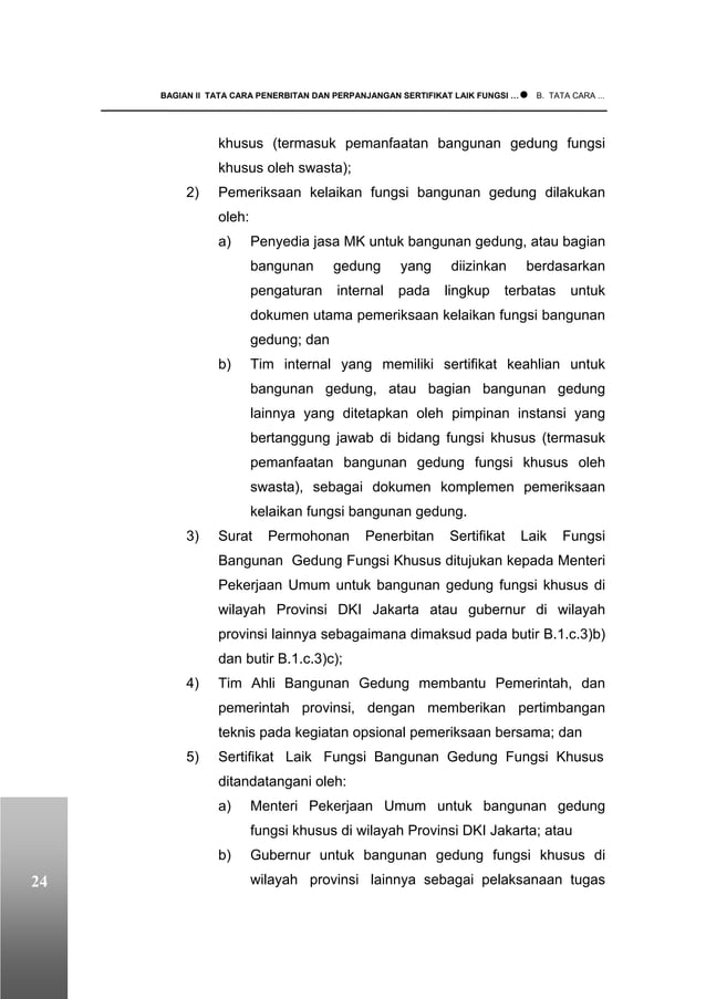 PEDOMAN SERTIFIKAT LAIK FUNGSI BANGUNAN GEDUNG | PDF