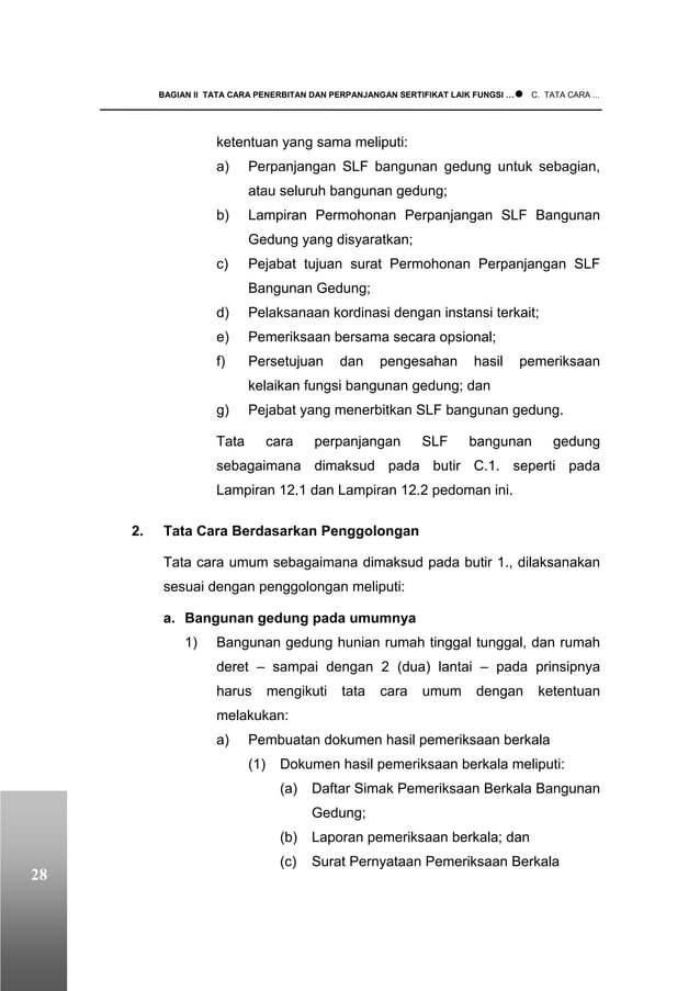 PEDOMAN SERTIFIKAT LAIK FUNGSI BANGUNAN GEDUNG | PDF