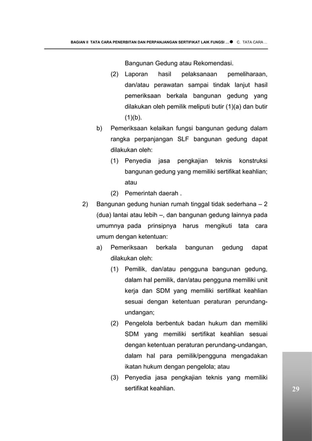 PEDOMAN SERTIFIKAT LAIK FUNGSI BANGUNAN GEDUNG | PDF